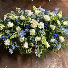 4ft Pretty Blue and white casket spray